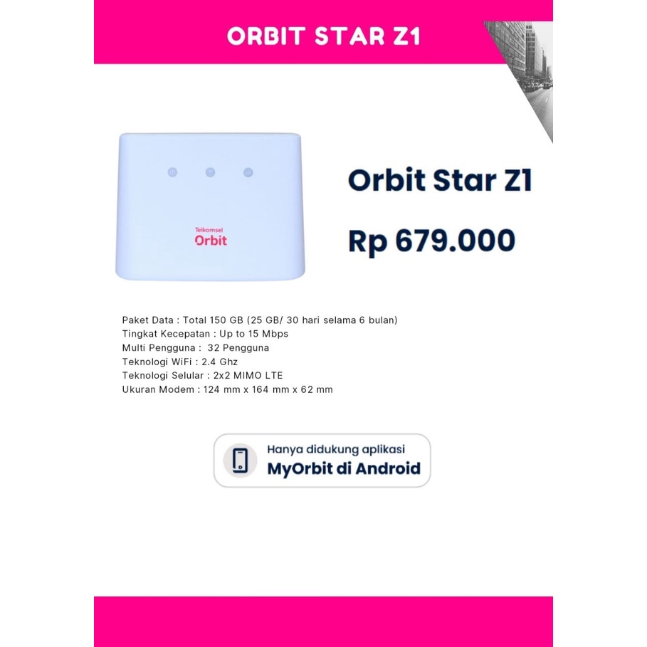 Jual Modem Telkomsel Orbit Star Z1 Free Internet 25GB Per Bulan Selama ...