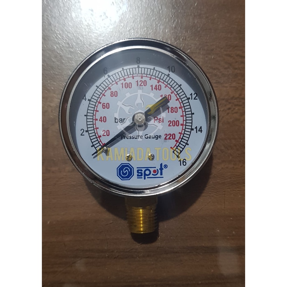 Jual Ukur tekanan 16 bar/ pressure gauge ukuran angin/ kompressor meter ...