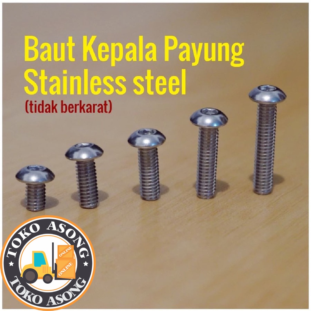 Jual Baut Button L M4 x 6 kepala payung sus304 stainless bolt rda rta 4 x 6 | Shopee Indonesia