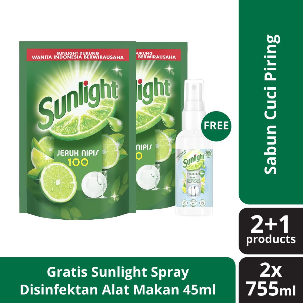 Jual Buy SUNLIGHT SABUN CUCI PIRING JERUK NIPIS REFILL 755ML Twinpack Free Sunlight Spray OTG ...