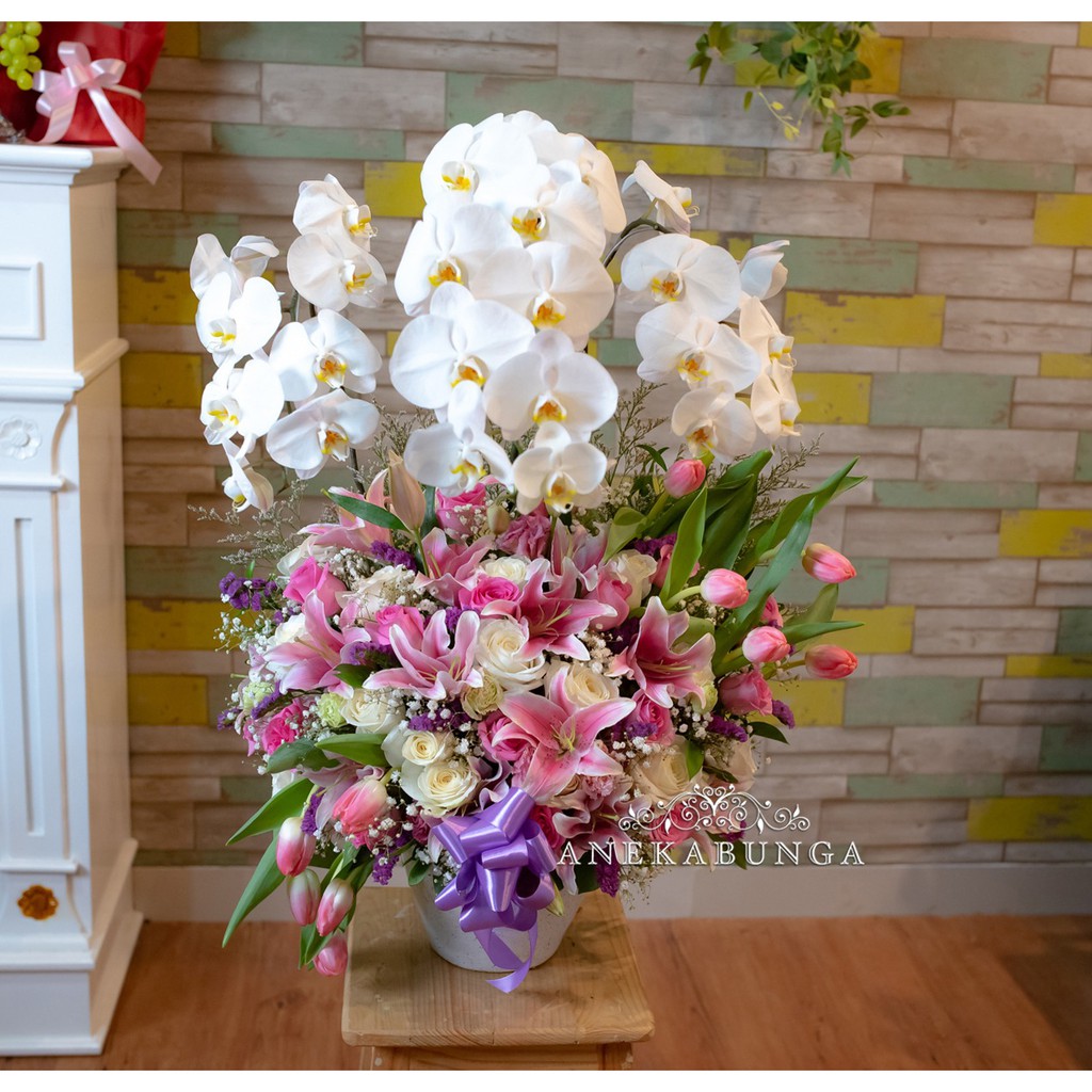 Jual Rangkaian Pot Bunga Asli Dekorasi Pernikahan Meja Vas Kantor ...