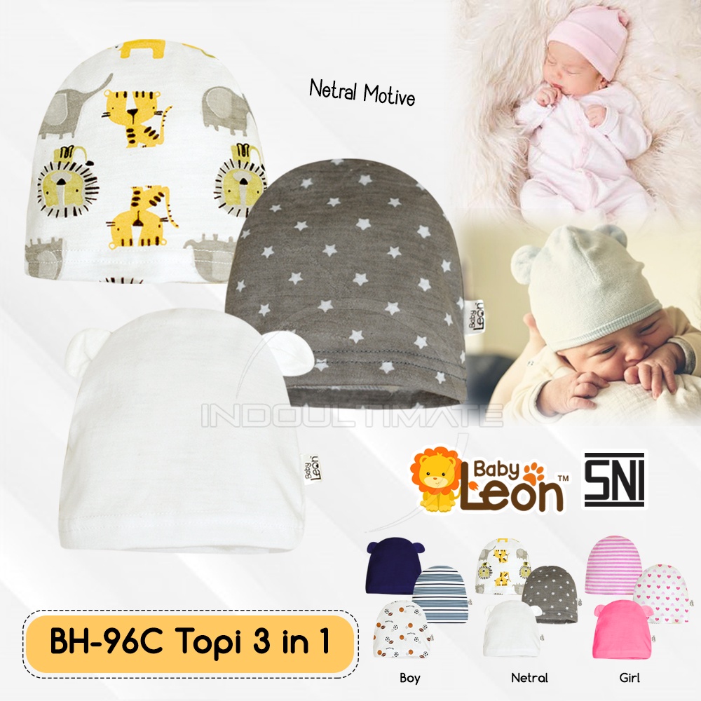Jual BABY LEON Topi Bayi Topi Kupluk Bayi Topi Anak isi 3 Pcs Baby Hat ...