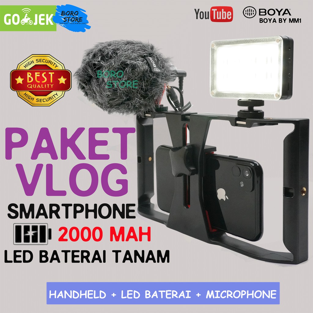 Jual PAKET VLOG HP BT 2 Smartphone Handheld U-RIG Mic BOYA BY MM1 Lampu ...