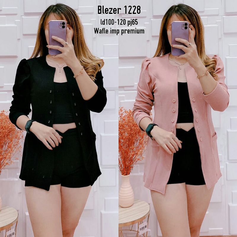 Jual BLAZER CANTIK KAOS WAFFLE 1228 | Shopee Indonesia