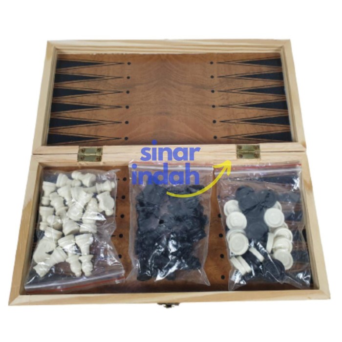 Jual Game-Board- Papan Catur Kayu Lipat Wooden Chess Set Checker ...