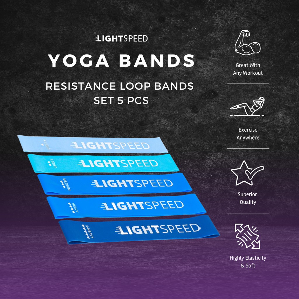 Jual LIGHTSPEED RESISTANCE LOOP BANDS SET 5 PCS / YOGA BAND / KARET ...