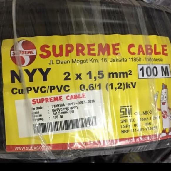 Jual COD Supreme NYY 2x1.5mm PER METER Hitam / Kabel Kawat isi 2 Tanam ...