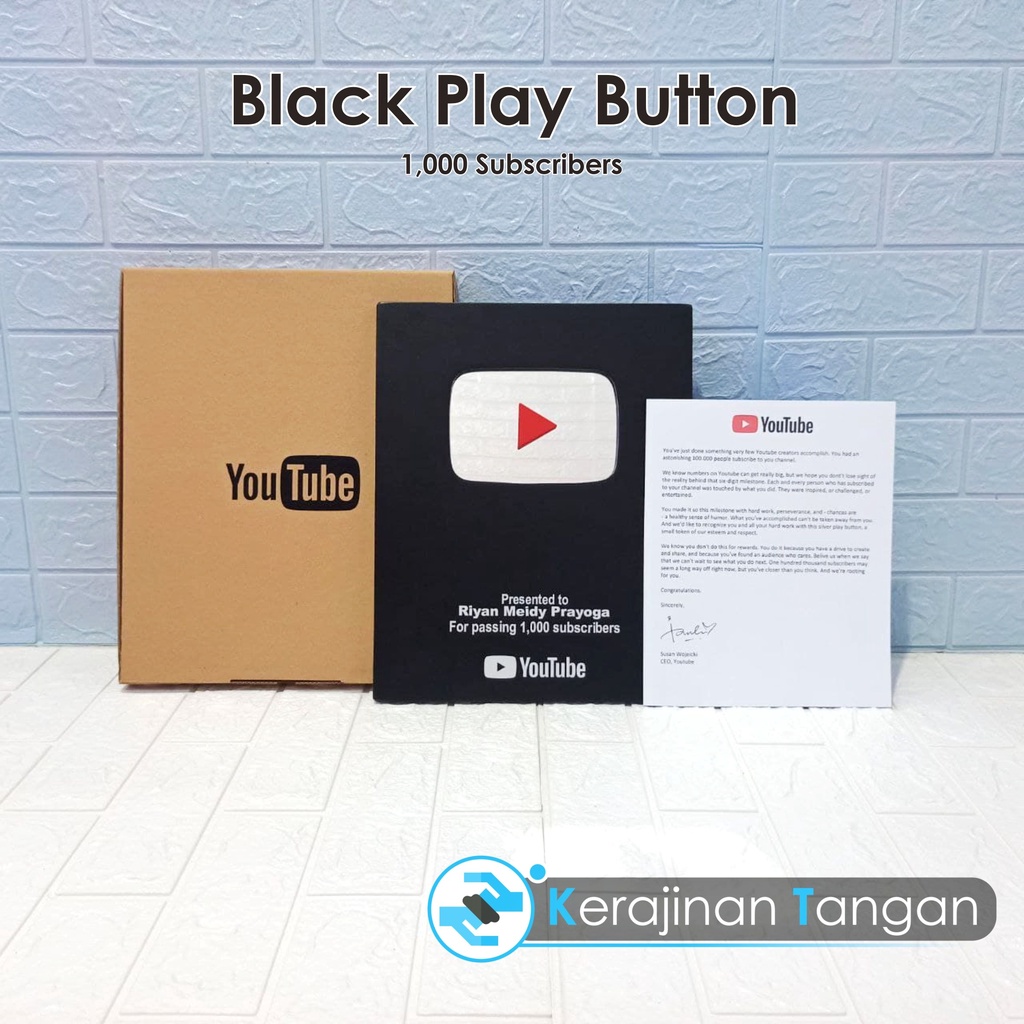 Jual Black Play Button Youtube Custom Nama | Shopee Indonesia