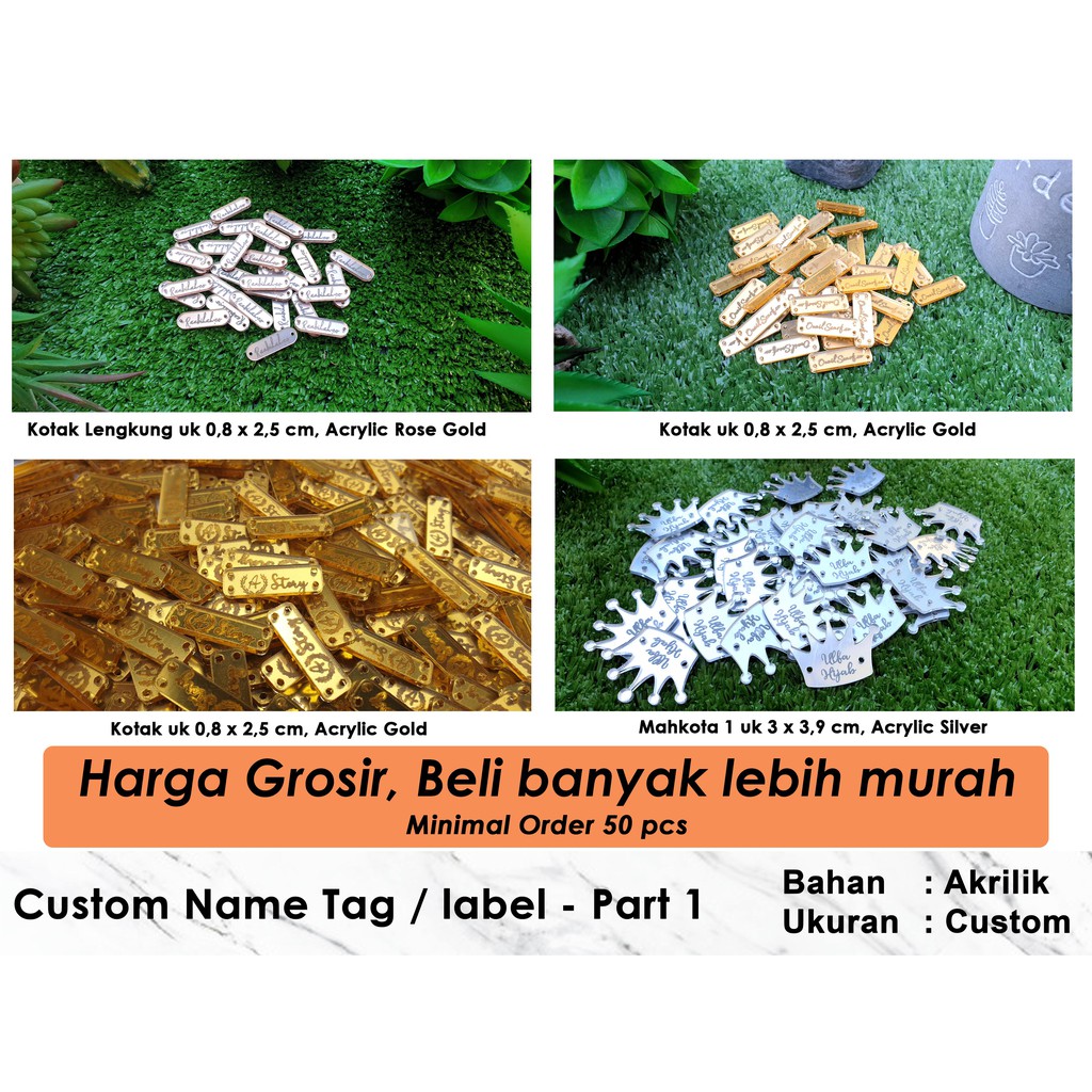 Jual Custom Name Tag Hijab / label branding pakaian / hijab - Akrilik ...
