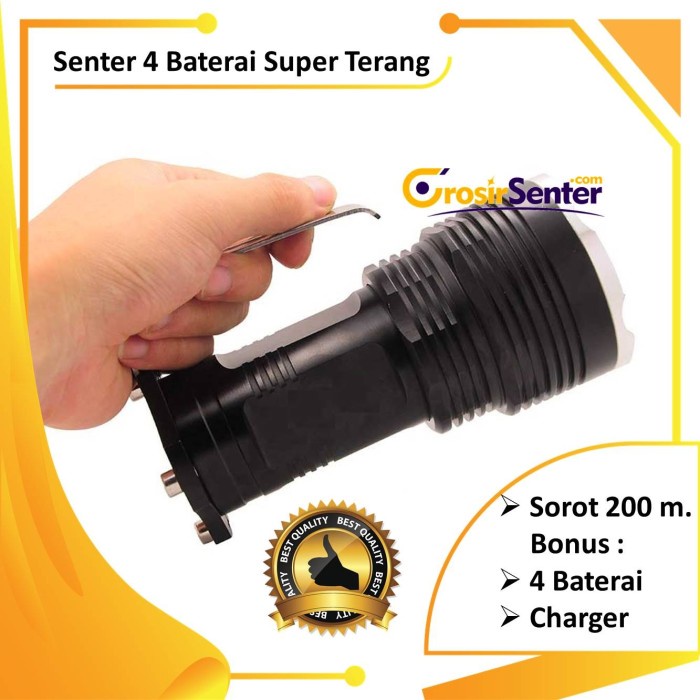 Jual Senter Police Besar / T6 Monster 4 Baterai, Super Terang,Nyala ...