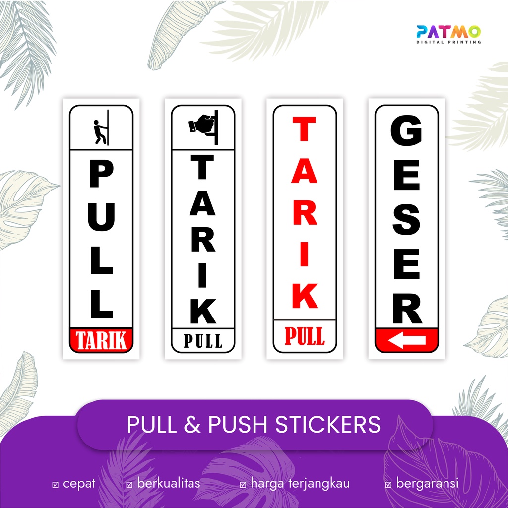 Jual Sticker Waterproof PINTU DORONG TARIK GESER Pull Push (ukuran 17x5 ...