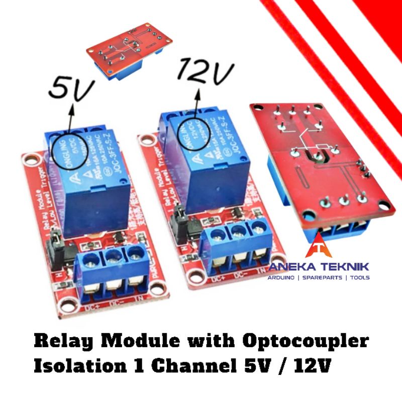 Jual Relay Module with Optocoupler Isolation 1 Channel 5V / 12V ...