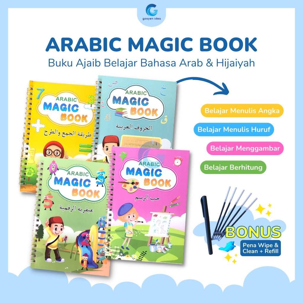 Jual Paket 4 Buku Ajaib Magic Book Huruf Hijaiyah Wipe & Clean Belajar ...