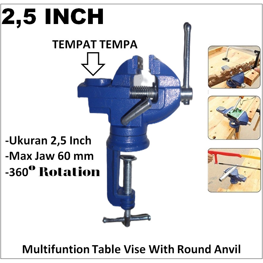 Jual Ragum Meja Tanggem Ragum Putar Penjepit Table Vise Clamp 2.5 inch ...