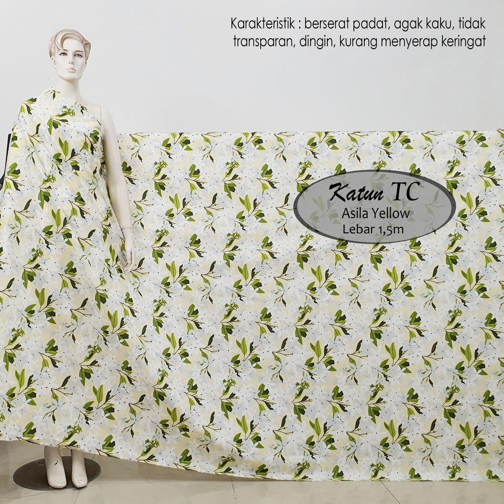 Jual KAIN KATUN TC "ASILA YELLOW" (harga per 0,5m) | Shopee Indonesia
