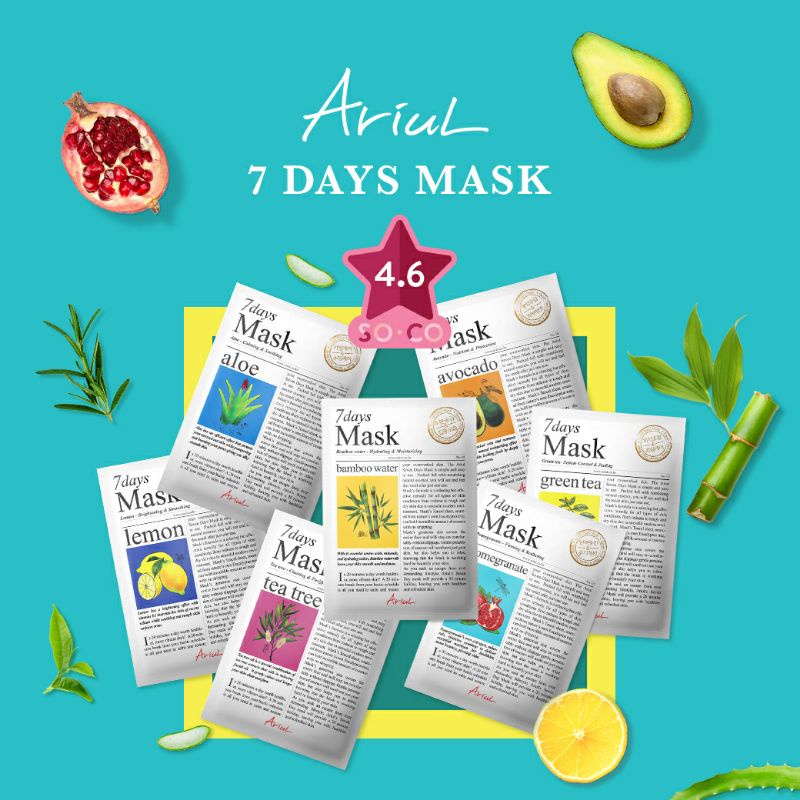 Jual ARIUL 7 Days Mask - Sheet Mask , Avocado Lemon Tea Tree ...