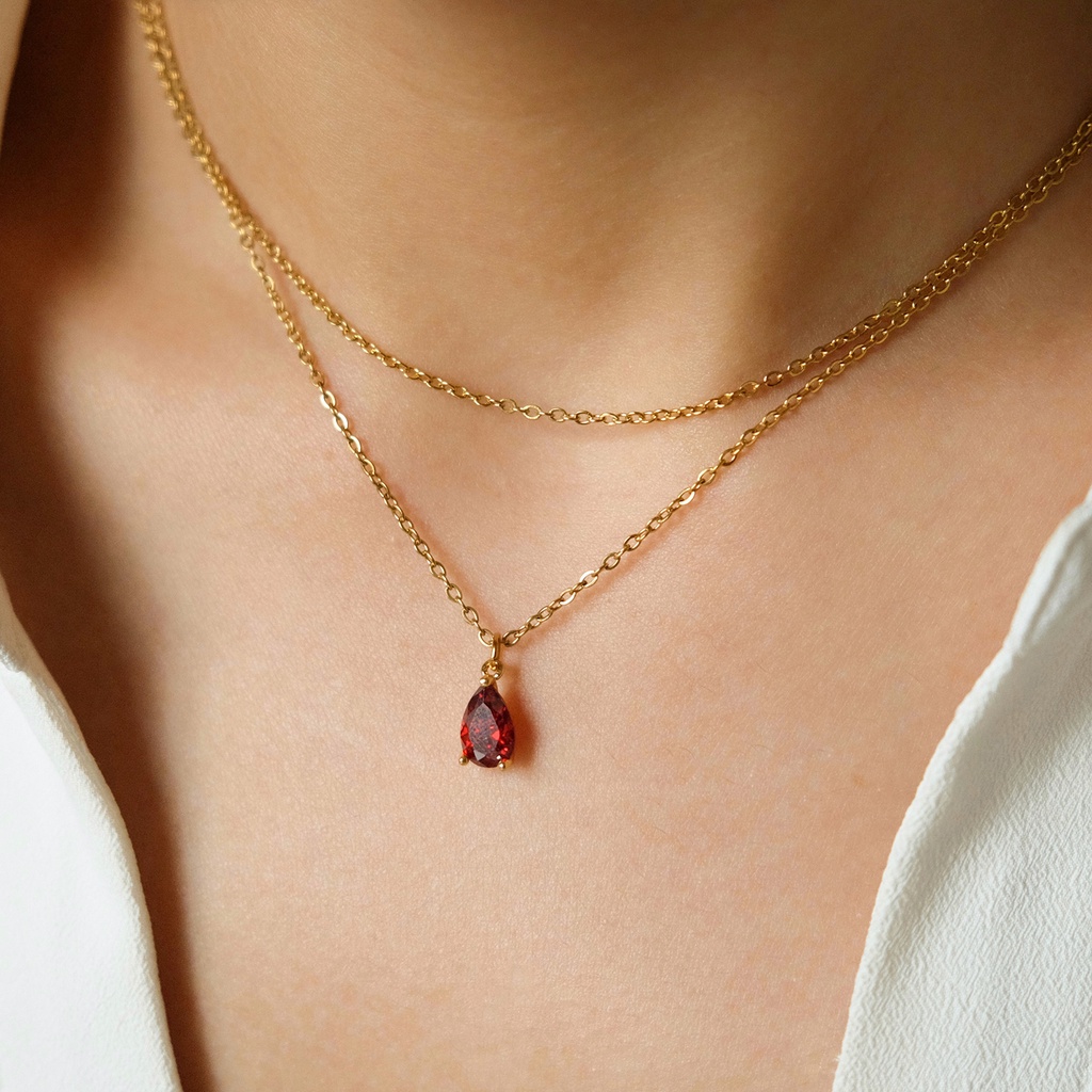 Jual Teardrop Zirconia Gold Necklace Set 一 18K Gold Plated Brass ...