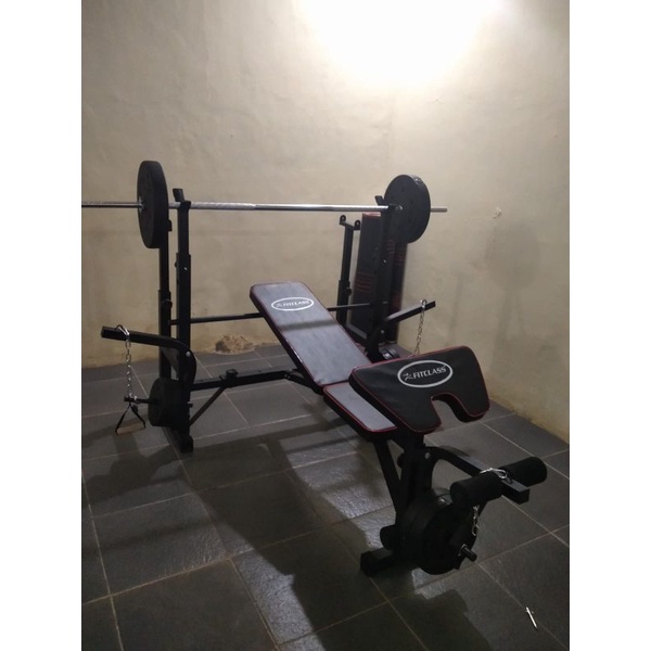 Jual ALAT FITNESS BENCH PRESS PLUS STIK DAN BEBAN 40 KG FITCLASS ...