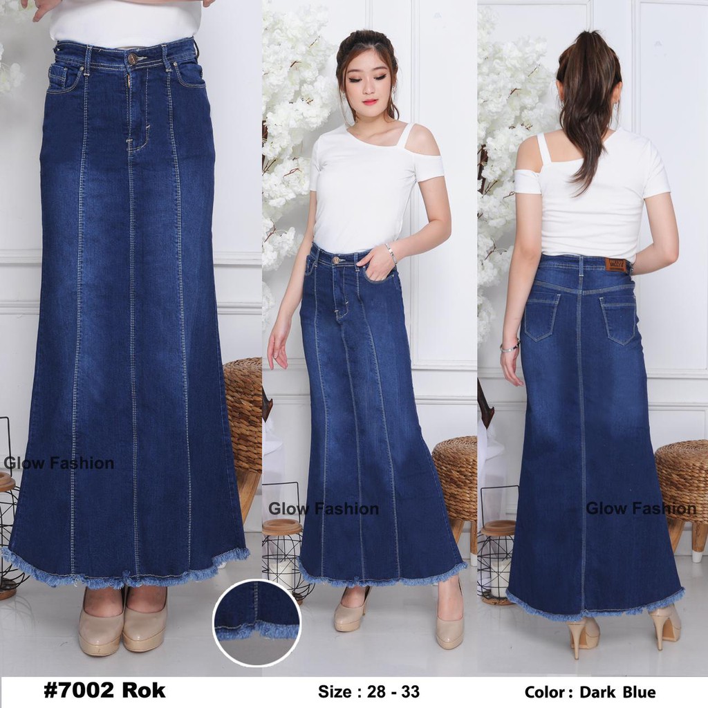 Jual RTC - ROK JEANS WANITA / ROK JEANS PANJANG / ROK WANITA / TERBARU ...