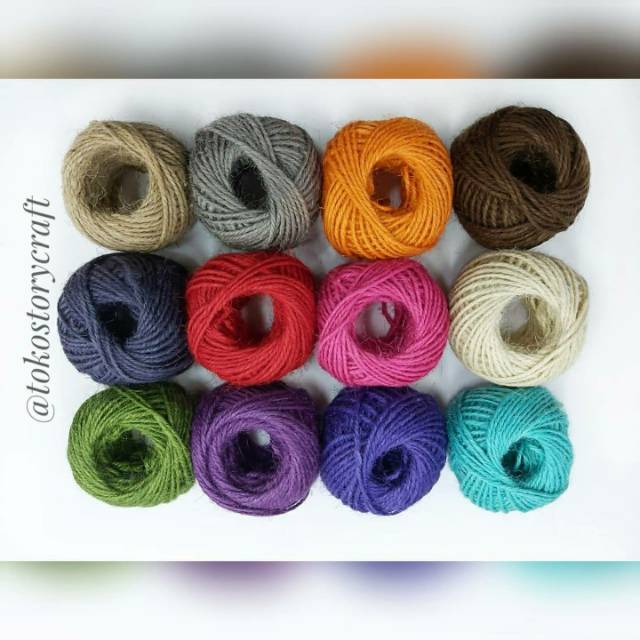 Jual TALI GONI/TALI RAMI/ TALI JUTE WARNA ,2 Ply, Tebal 3mm , 1 Roll ± ...