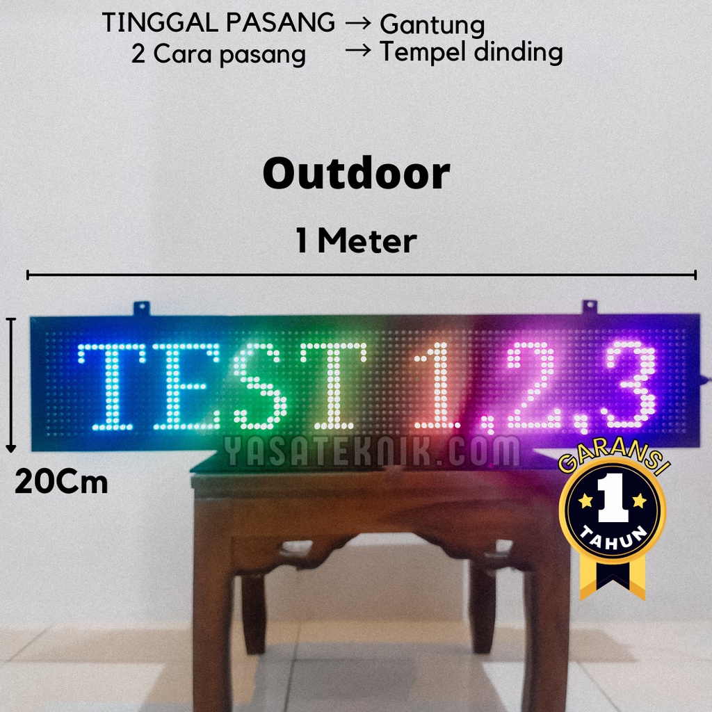 Jual 𝐑𝐮𝐧𝐧𝐢𝐧𝐠 𝐓𝐞𝐱𝐭 RGB Full Color Outdoor Tinggal Gantung 1meter x 20cm ...