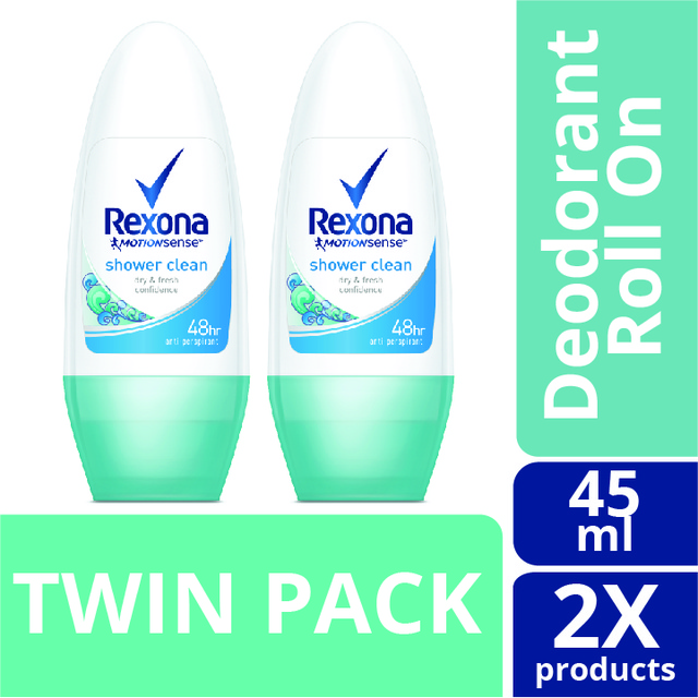 Jual Rexona Shower Clean Deodorant 2 x 45ml | Shopee Indonesia