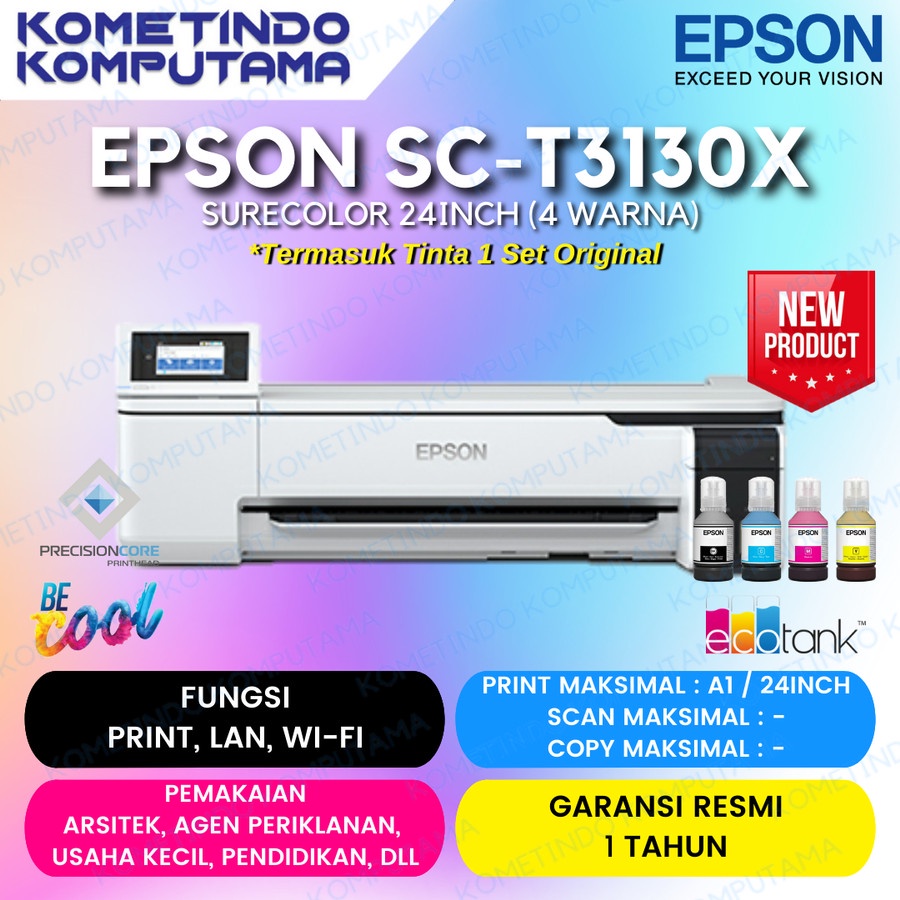 Jual TKDN T3130X Printer Epson SureColor SC-T3130X A1 Technical Printer Ink Tank 4 Ink GARANSI ...
