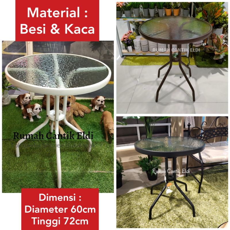 Jual MEJA TERAS BAHAN KACA BESI / MEJA TAMU/ MEJA MAKAN / MEJA TAMAN ...
