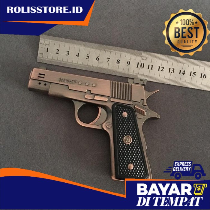 Jual Korek Api Gas Model Pistol Rose Gold Baretta Revolver Gas Unik ...
