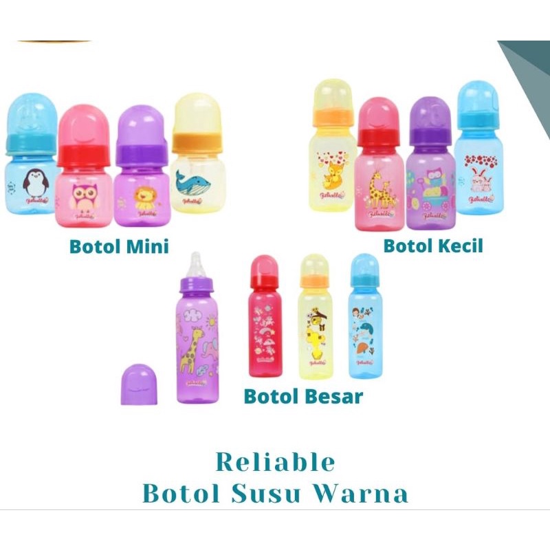 Jual Botol Susu Warna Reliable Dot Bulat Nipple Peristaltic 60ml,125ml ...