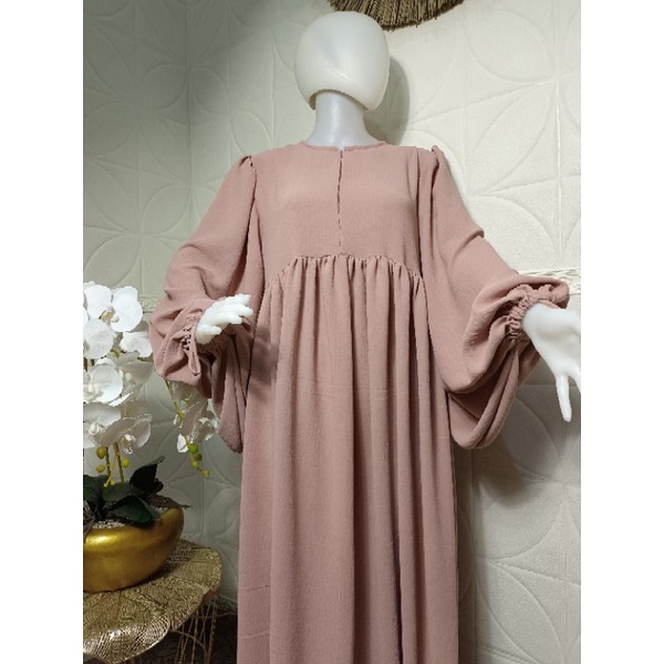 Jual gamis Aisyah lengan balon turki crinkle | Shopee Indonesia