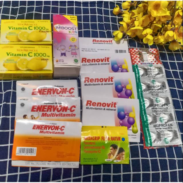 Jual Murah Suplemen Daya Tahan Tubuh Anak Dewasa Keluarga Vitamin C Enervon C Renovit Imboost ...