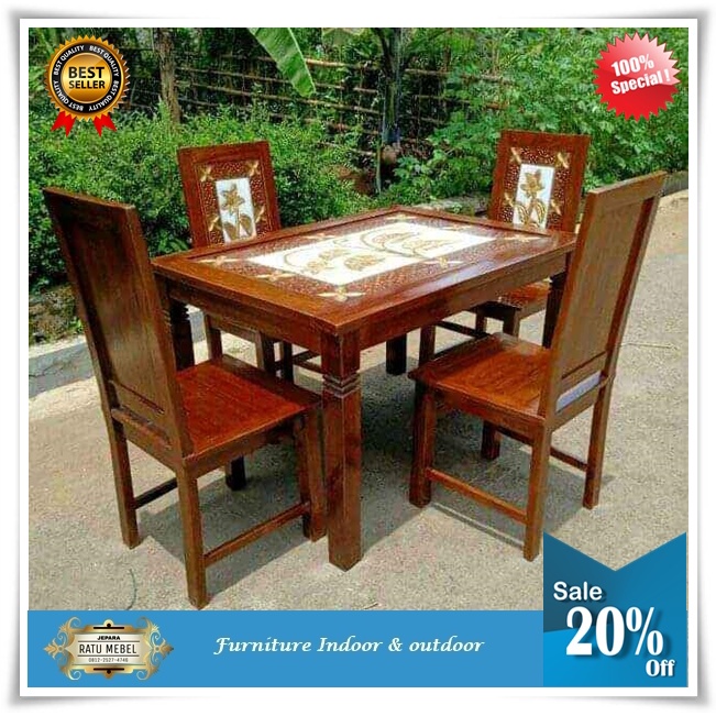 Jual Meja Makan Set Kayu Jati Dan Kursi 4 Model Minimalis | Shopee Indonesia