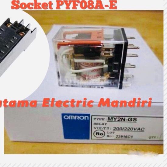 Jual OMRON Relay MY2N-GS MY2N 220VAC 220V dan Socket PYF08A-E ORIGINAL | Shopee Indonesia