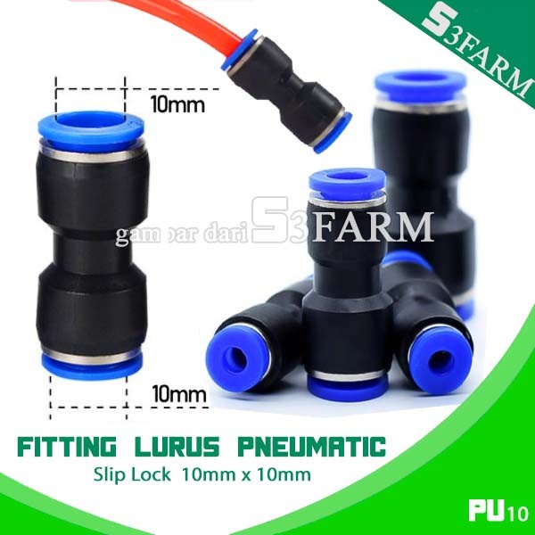 Jual FITTING LURUS PU10 SLIP LOCK JOINER KONEKTOR LURUS PNEUMATIC SELANG 10mm x 10mm | Shopee ...