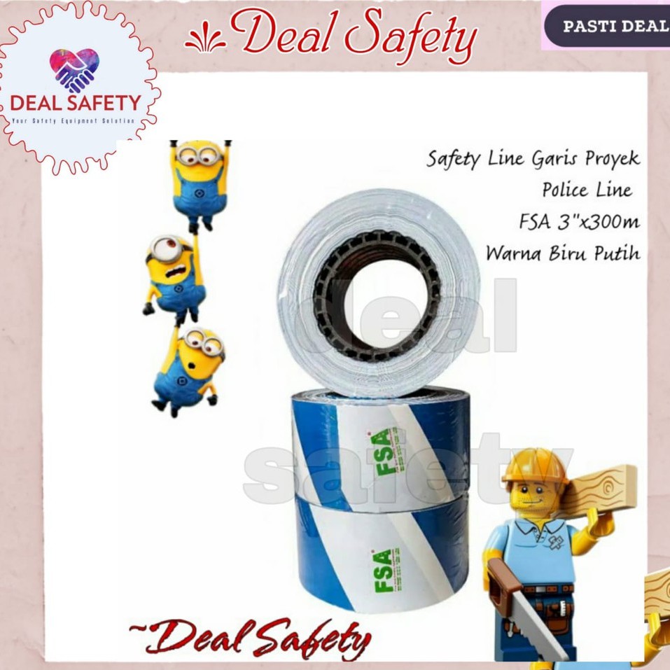 Jual Safety Line Garis Proyek Police Line FSA 3"x300m Warna Biru Putih ...