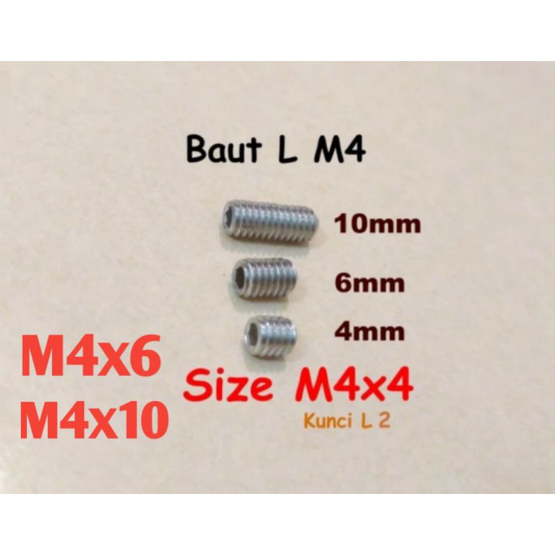 Jual Baut Tanam Stainless Steel L M4 Panjang 4,6,10mm Stenlis SS304 Set ...