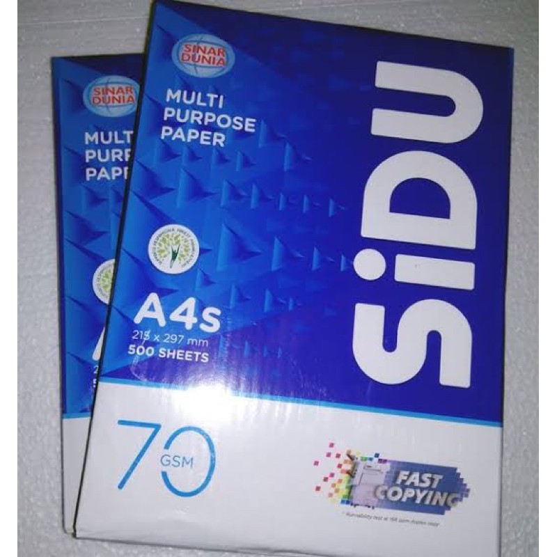 Jual [1 Rim 500 Lbr] Kertas Hvs A4s Sidu 75 Gram A4s Sidu Kertas