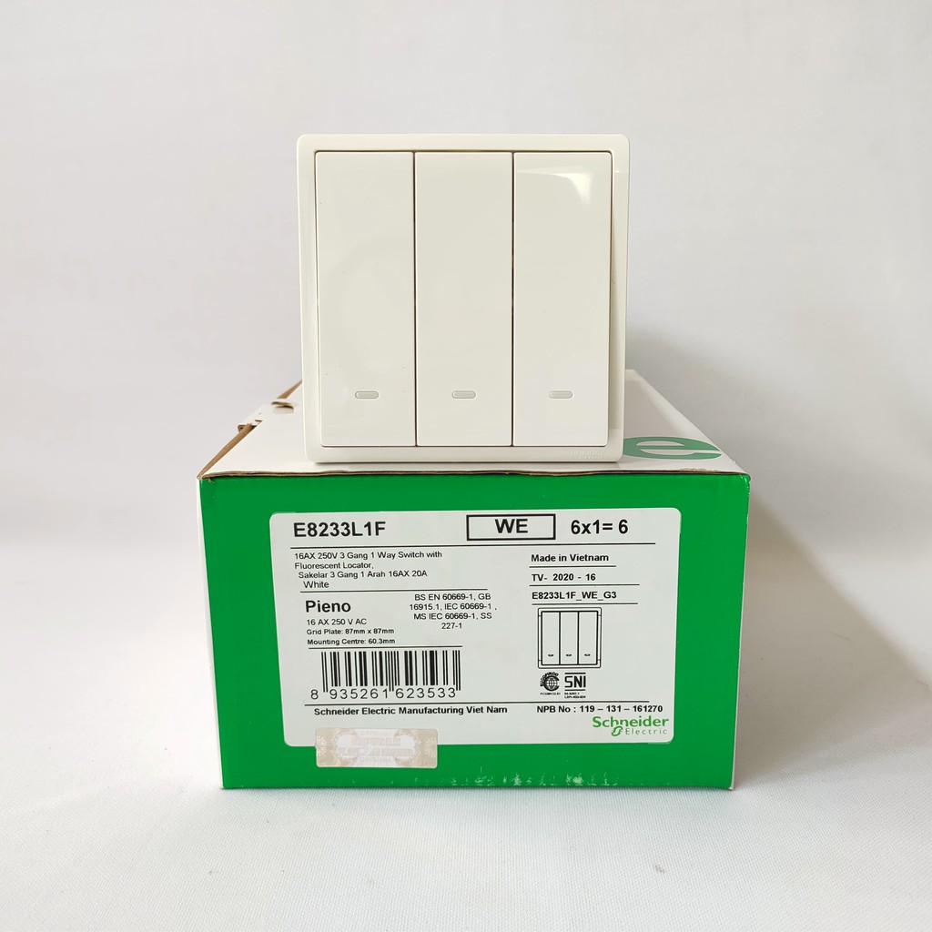Jual Pieno Schneider Saklar 3 Gang 1 Way | Shopee Indonesia