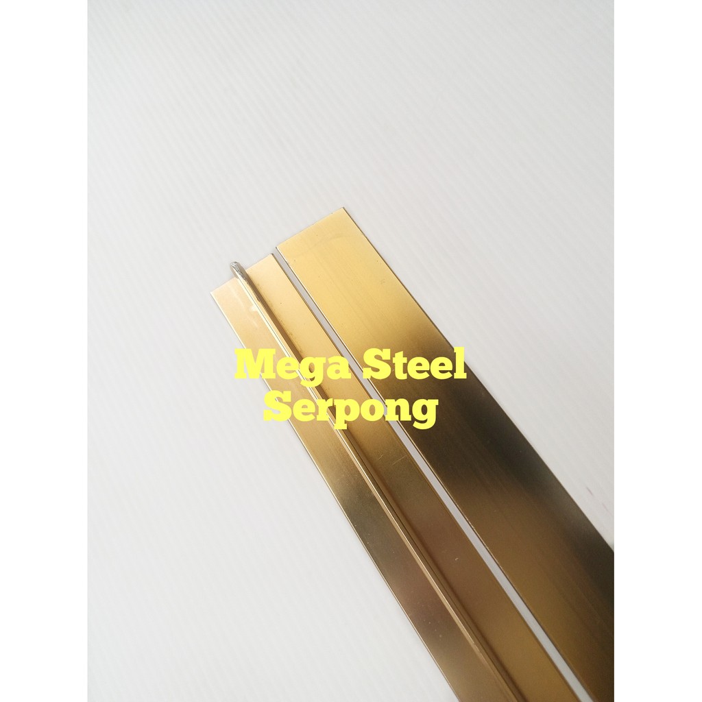 Jual List Lis T Alumunium Emas Gold Uk 1.8 cm x 5 mm, Panjang 150 cm ...
