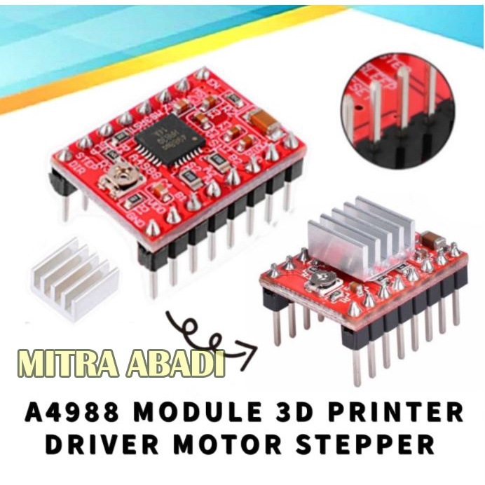 Jual A4988 Modul Module 3D Driver Motor Stepper + Heatsink 3D Printer Part | Shopee Indonesia