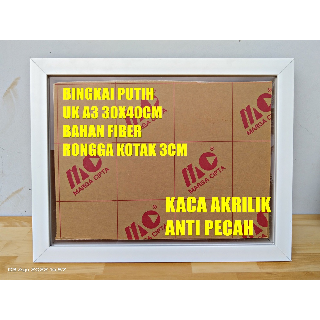 Jual Pigura/Frame foto 3D Putih & motif serat kayu ukuran 12R(30x40)cm ...