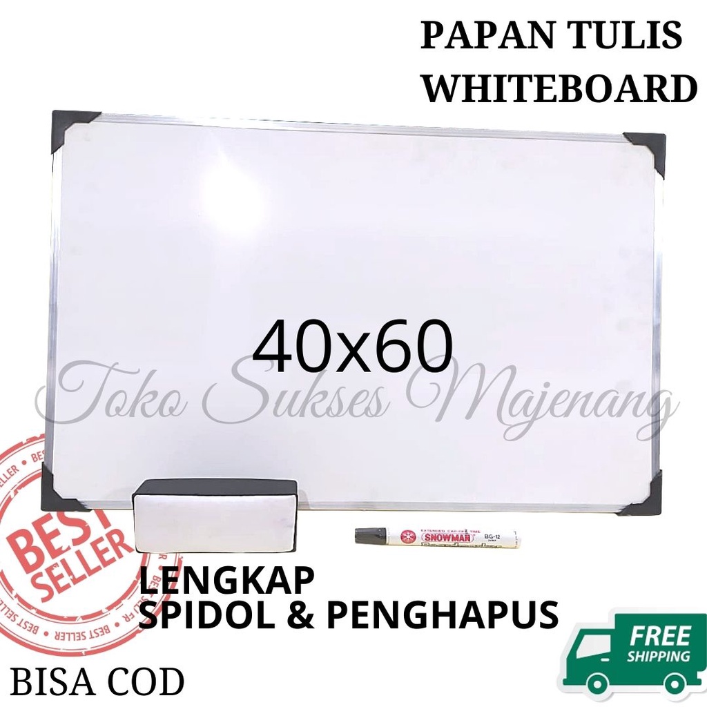 Jual WHITE BOARD SEDANG MURAH / PAPAN TULIS PUTIH 40X60 / WHITE BOARD ...