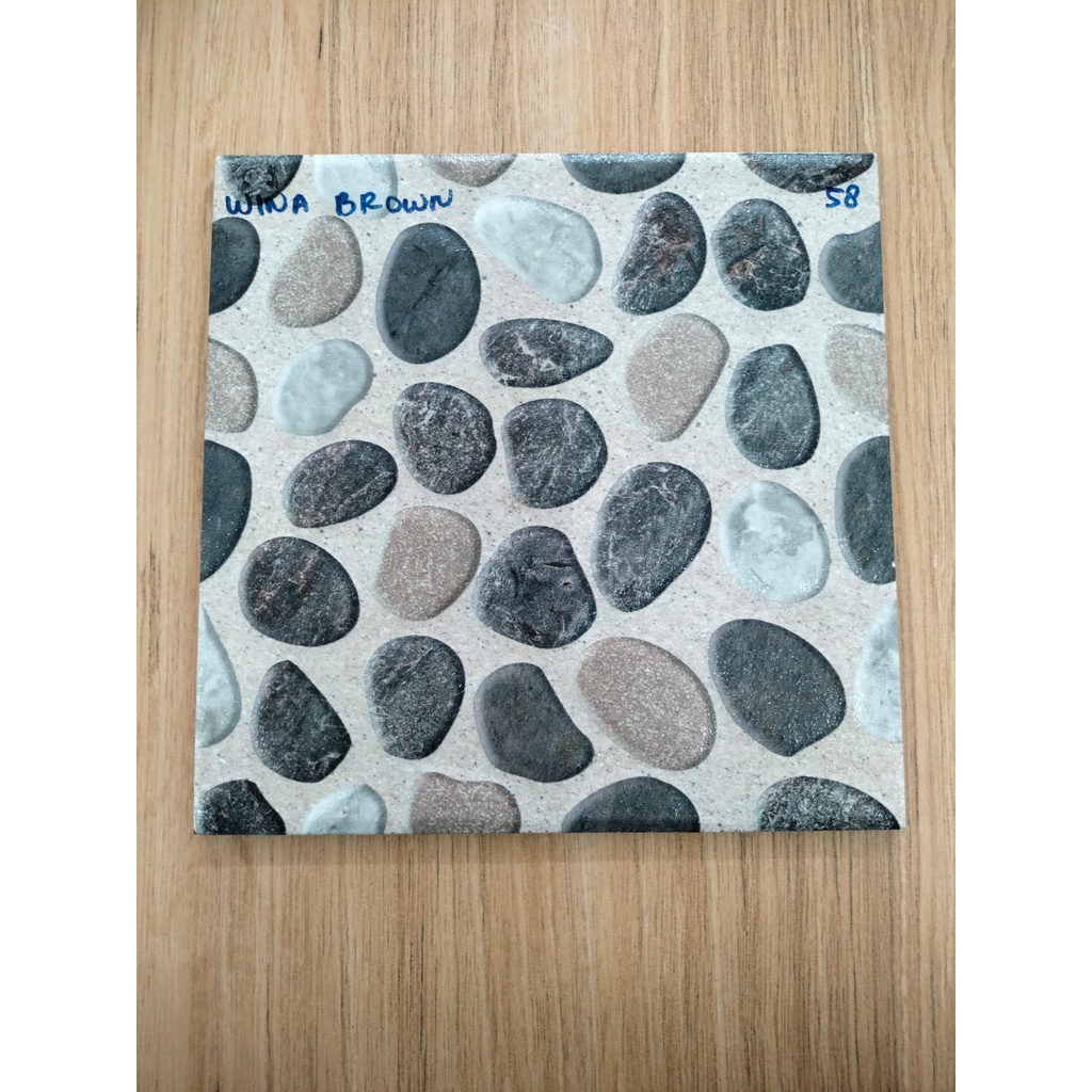 Jual Keramik Lantai Kasar Motif Batu Wina Brown 25x25 | Shopee Indonesia