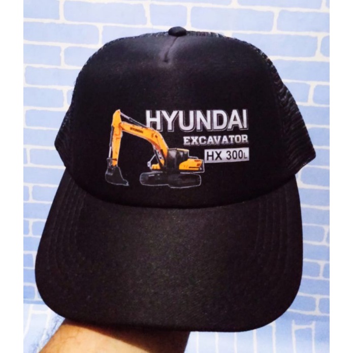 Jual Topi trucker jaring excavator Hyundai HX300 sablon DTF | Shopee ...