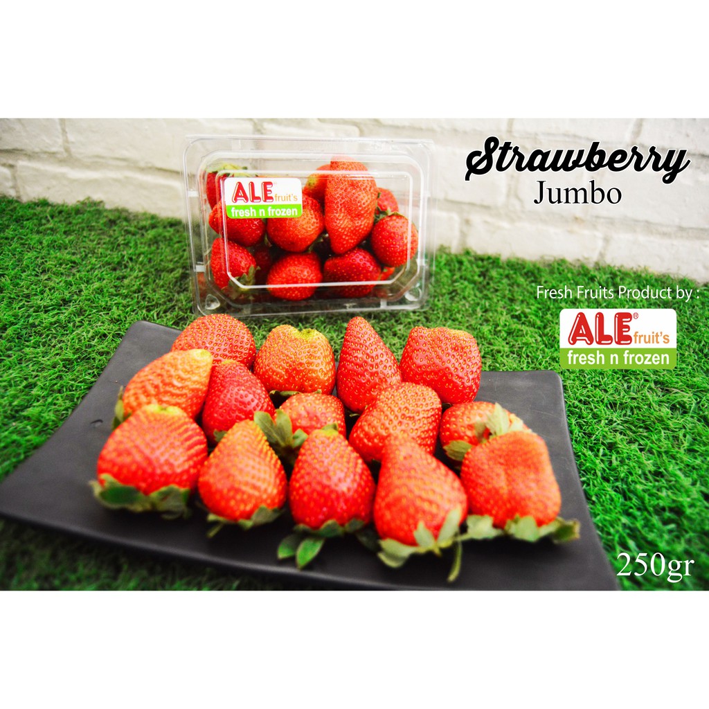 Jual buah strawberry, stroberi, strawberi fresh AL jumbo kemasan 250gr ...