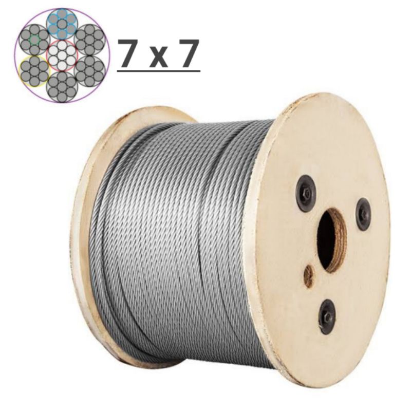 Jual POWERTEC Wire Rope Tali Seling Baja Sling Kawat Stainless Steel 1 Mm 7x7 SS 304 | Shopee ...