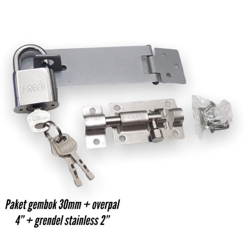 Jual Paket Gembok Nekel 30mm & Cantolan Gembok 4inch & Grendel Slot ...