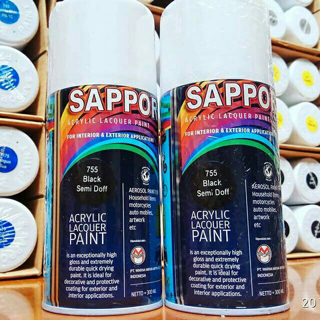 Jual Sapporo Spray 755 Black Semi Doff 300ML / Pilox / Cat Kaleng ...
