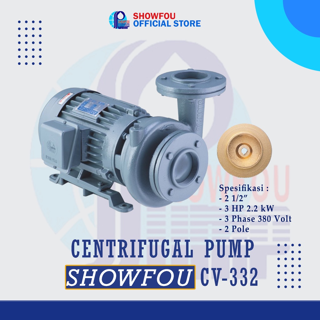 Jual SHOWFOU CENTRIFUGAL PUMP CV-332, 3 HP, 3 Phase 2.2 kWatt 2 Inch ...